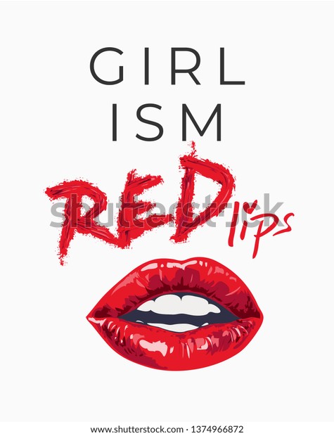 Red Lips Slogan Lips Illustration Stock Vector (Royalty Free ...