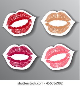 Red Lips Stickers Set Design Element Stock Vector (Royalty Free ...