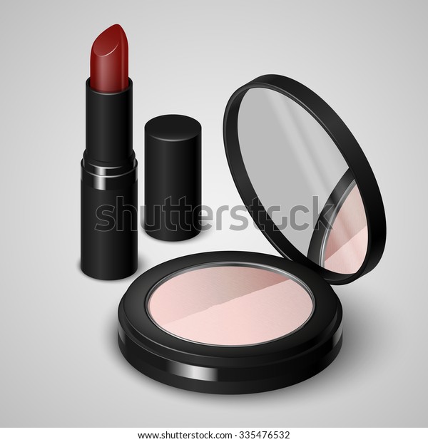 Red Lipstick Compact Powder Realistic Open: เวกเตอร์สต็อก (ปลอดค่า ...