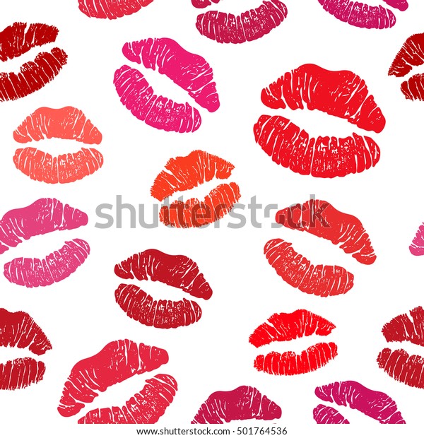 Red Lipstick Kiss Seamless Pattern Female Stock Vector (Royalty Free ...