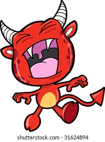 Cute Devil Cartoon Character Laughing Face Stock Vector (Royalty Free ...