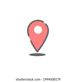 Red Location Icon Dotted Line Style Stock Vector (Royalty Free ...