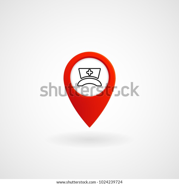 Red Location Icon Hospital Vector Illustration Stock Vector (Royalty ...