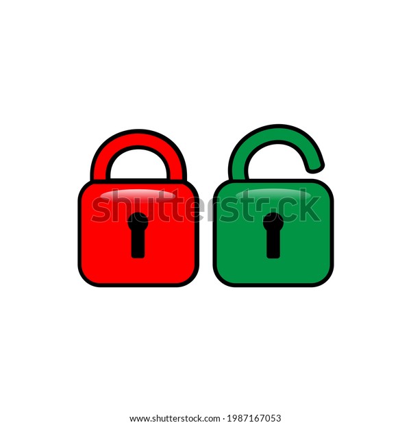 Red Lock Green Unlock Icon Stock Vector (Royalty Free) 1987167053 ...