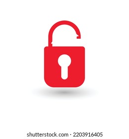 Red Lock Icon On White Background Stock Vector (Royalty Free ...