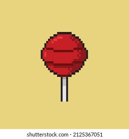 Red Lollipop Candy Pixel Art Style Stock Vector (Royalty Free) 2125367051