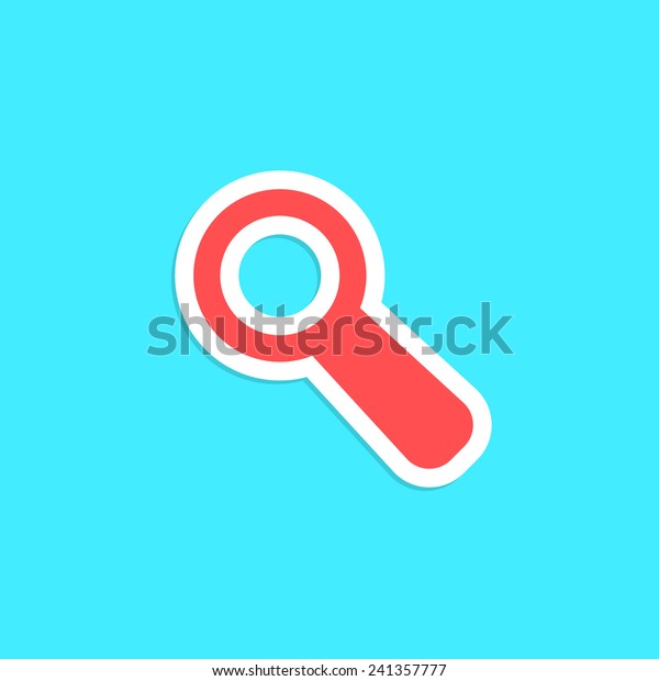 Red Magnifier Icon Sticker Isolated On Stock Vector (Royalty Free ...