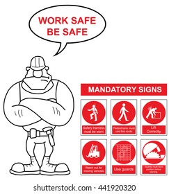 Red Mandatory Safety Sign Set Work Stock Vector (Royalty Free ...
