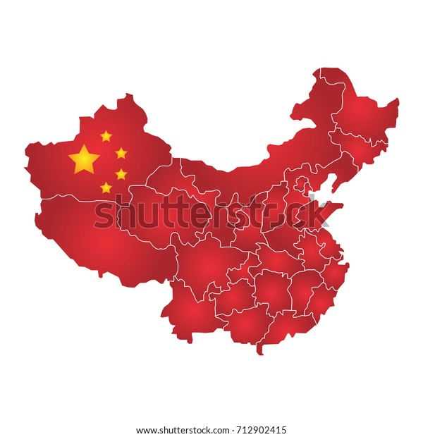 Red Map China Areas Isolated On Stock Vector (Royalty Free) 712902415 ...