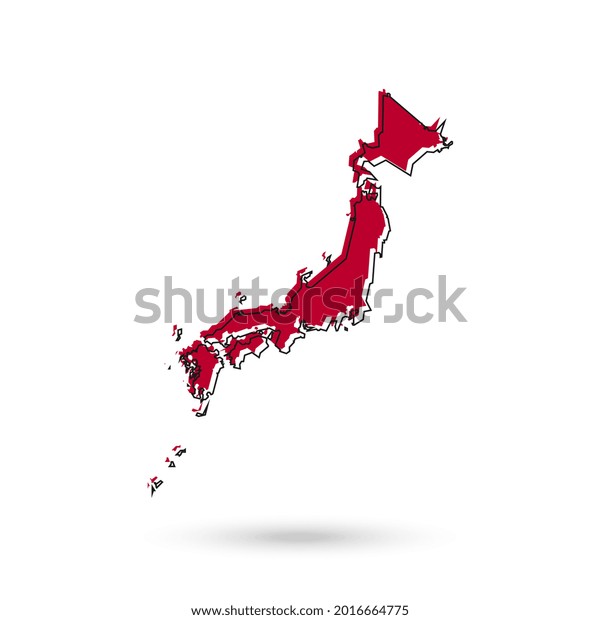 Red Map Japan Highly Detailed Silhouette Stock Vector (Royalty Free ...