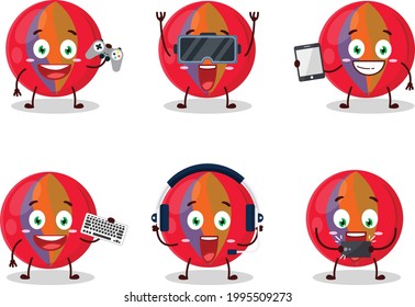 Red Marbles Cartoon Character Playing Games Stock Vector (Royalty Free ...