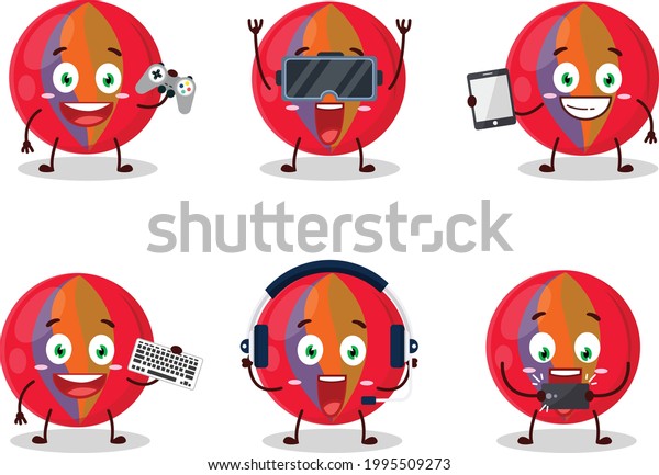 Red Marbles Cartoon Character Playing Games Stock Vector (Royalty Free ...