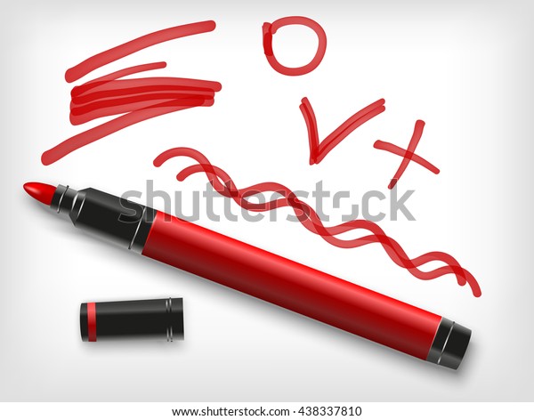 Red Marker Pen Check Sign Plus Stock Vector (Royalty Free) 438337810