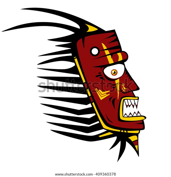 Red Mask Demon Monsters Head Spines Stock Vector (Royalty Free ...