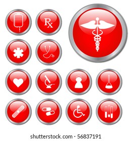 Red Medical Buttons: vector de stock (libre de regalías) 56837191 ...