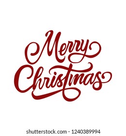 Red Merry Christmas Text Hand Lettering Stock Vector (Royalty Free ...