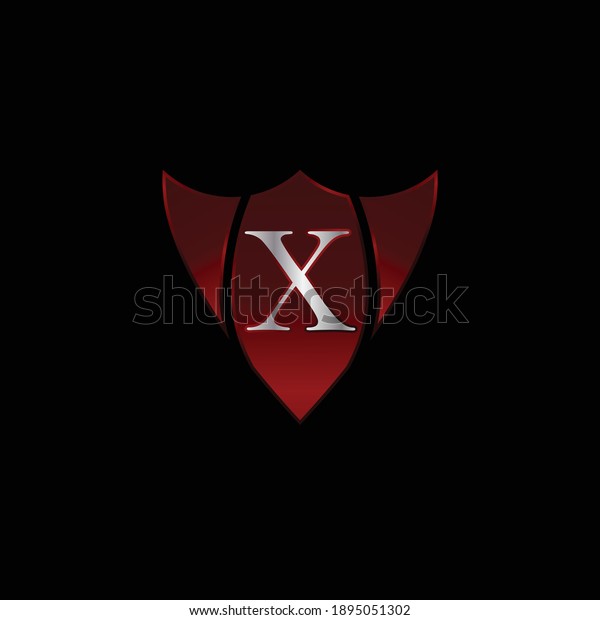 Red Metallic Shield Logo Design Letter Stock Vector (Royalty Free ...