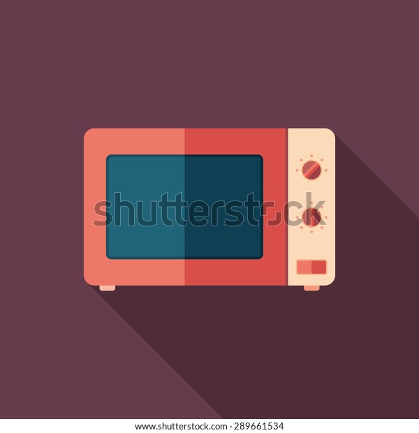 Red Microwave Flat Square Icon Long Stock Vector (Royalty Free ...