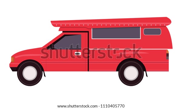 Red Minibus Cartoon Vector Free Space Stock Vector (Royalty Free ...