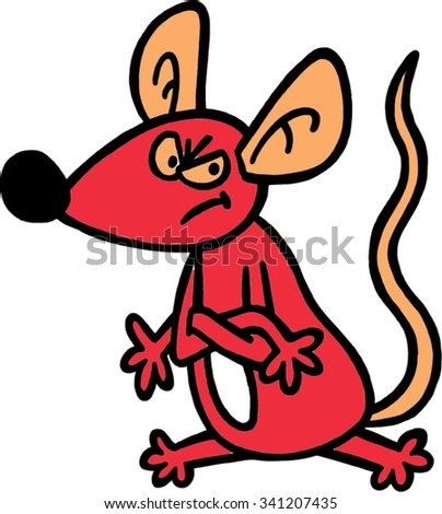 Red Mouse Angry Funny Cartoon Children Stock Vector (Royalty Free ...