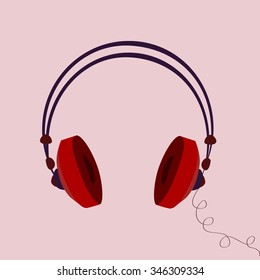 Red Music Headphones Vector Illustration Stock Vector (Royalty Free ...