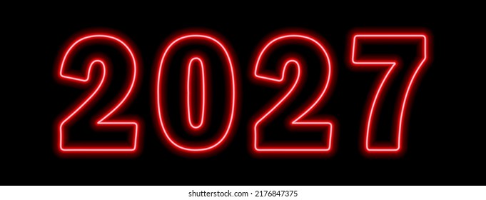 Red Neon Colored 2027 Year On Stock Vector (Royalty Free) 2176847375 ...