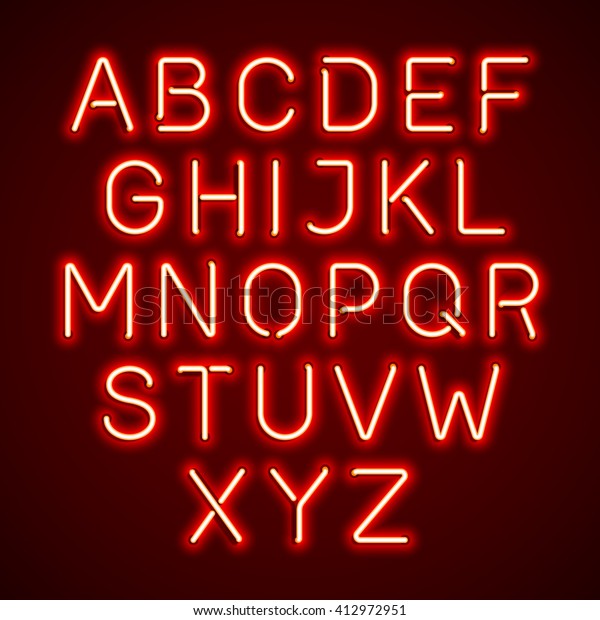 Red Neon Light Glowing Alphabet Vector Stock Vector (Royalty Free ...