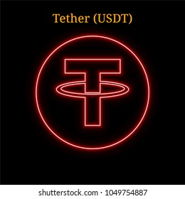 Red Neon Tether Usdt Cryptocurrency Symbol Stock Vector (Royalty Free ...