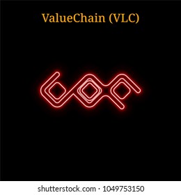 Red Neon Valuechain Vlc Cryptocurrency Symbol Stock Vector (Royalty ...