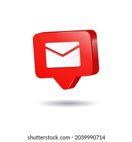 Red Notification Icon Mail Symbol 3d Stock Vector (Royalty Free ...