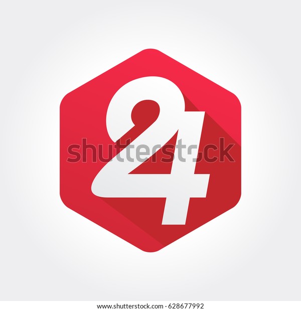 Red Number 24 On White Background Stock Vector (Royalty Free) 628677992 ...