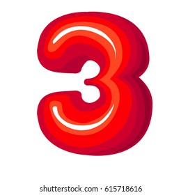 Red Number Three Stock Vector (Royalty Free) 615718616 | Shutterstock