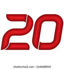 Red Number Twenty Vector Illustration Number Stock Vector (Royalty Free ...