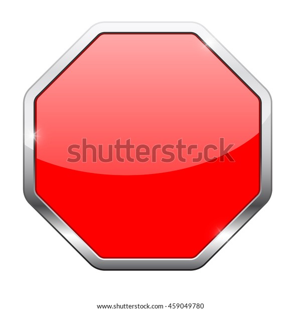 Red Octagon Button Vector Illustration Isolated Stock Vector (Royalty ...