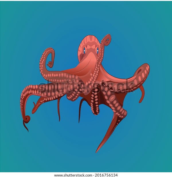 Red Octopus Octopuses Octopi Stock Vector (Royalty Free) 2016756134 ...