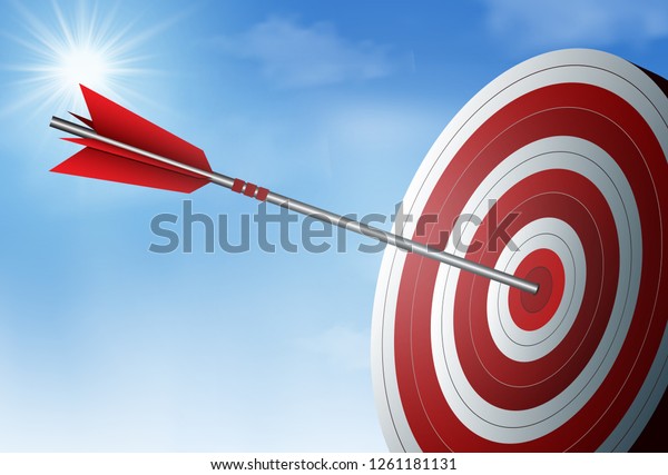 Red One Arrows Darts Target Circle Stock Vector (Royalty Free ...