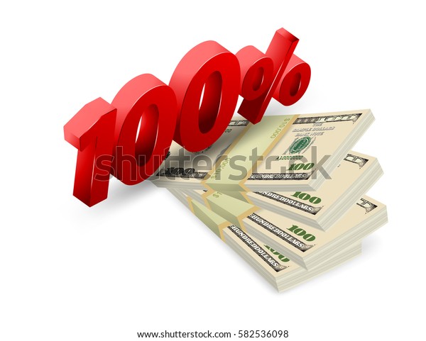 Red One Hundred Percent Sign Us Stock Vector (Royalty Free) 582536098 ...