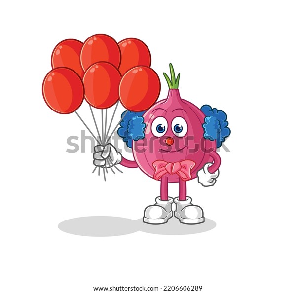 Red Onion Clown Balloons Vector Cartoon Stock Vector (Royalty Free ...