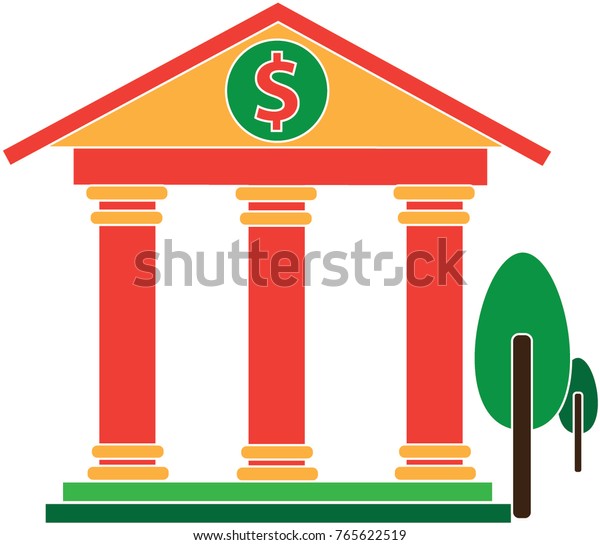 Red Orange Green Bank Building Icon Stock Vector (Royalty Free ...