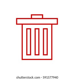Red Outline Delete Trash Can Waste Stock Vector (Royalty Free ...