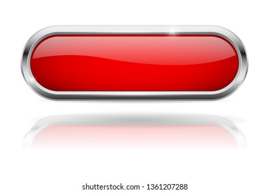 Red Oval Button Glass Icon Chrome Stock Vector (Royalty Free ...