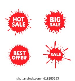 Red Paint Splash Tag Set Discount Stock Vector (Royalty Free) 619285853 ...