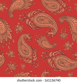 Vector Flower Paisley Seamless Pattern Elegant Stock Vector (Royalty ...
