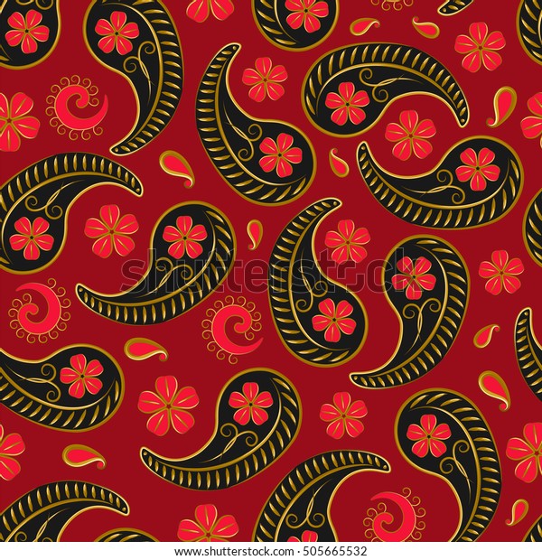 Red Paisley Seamless Pattern Traditional Oriental Stock Vector (Royalty ...