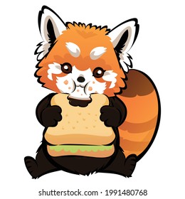 Red Panda Eating Sandwich Vector Illustration: เวกเตอร์สต็อก (ปลอดค่า ...