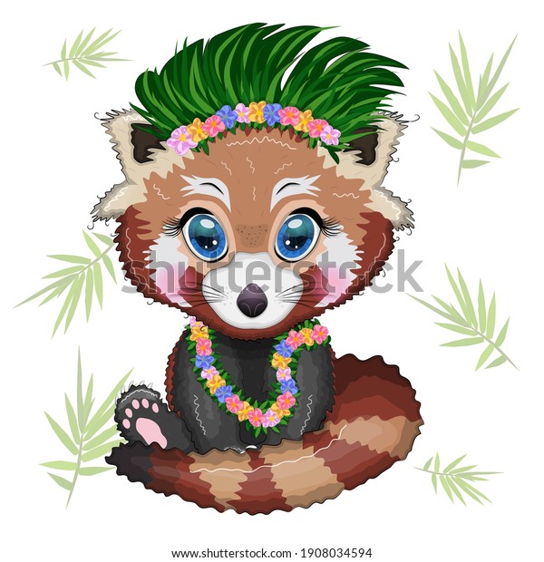 Red Panda Hawaiian Hula Dancer Outfit Stock Vector (Royalty Free ...