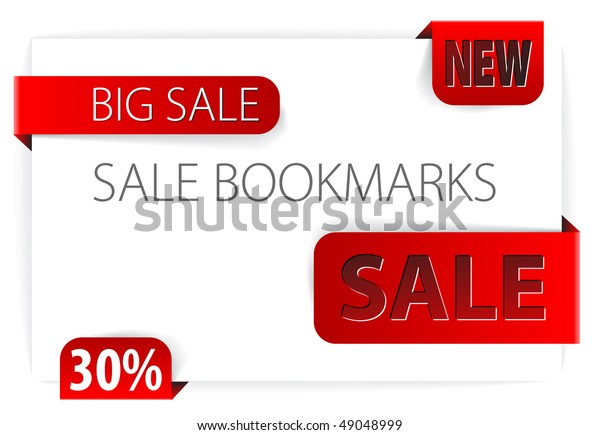 Red Paper Bookmarks Vector Sale Announcement Stock Vector (Royalty Free ...