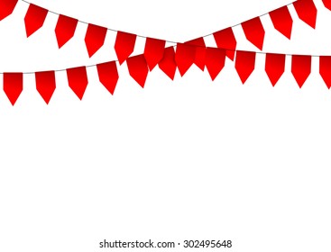 Red Paper Flags On White Background: vector de stock (libre de regalías ...