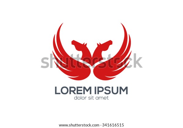 Red Pegasus Logo Design On White Stock Vector (Royalty Free) 341616515