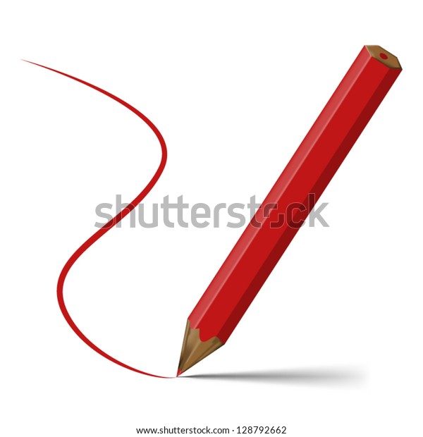 Red Pencil Line That Draw Isolated Stock Vector (Royalty Free ...